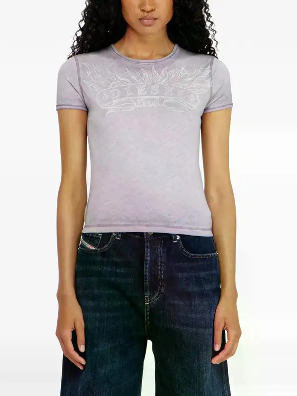 DIESEL® Graphic Print Pigment-dyed T-shirt - Purple