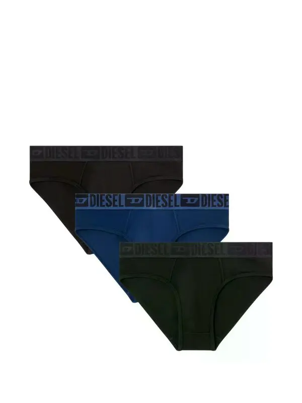 DIESEL® Logo-waistband Cotton Briefs - Black