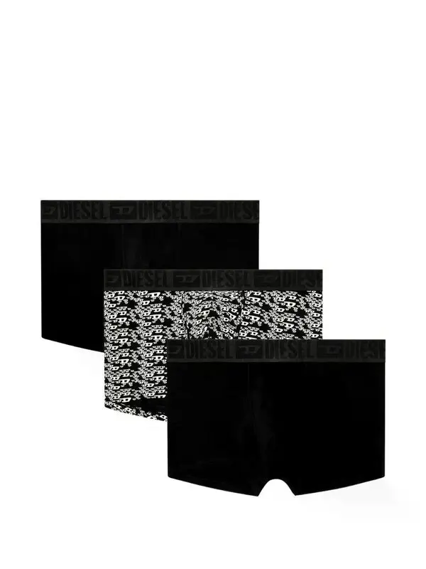DIESEL® Logo-waistband Cotton Boxers - Black