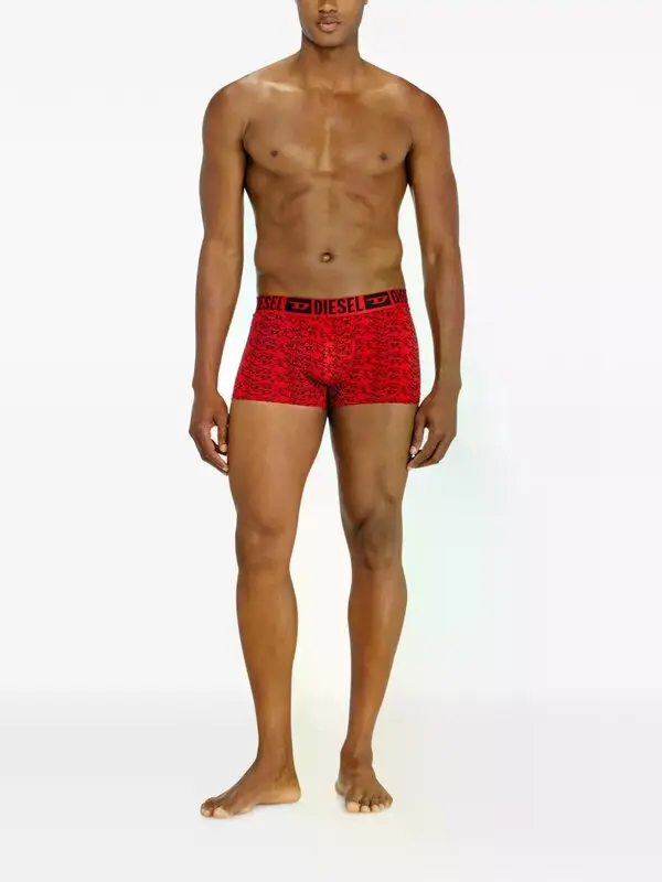 DIESEL® Logo-waistband Cotton Boxers - Red