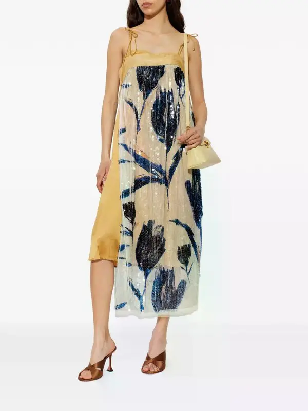 Munthe Nara Sequin-embellished Floral-print Midi Dress