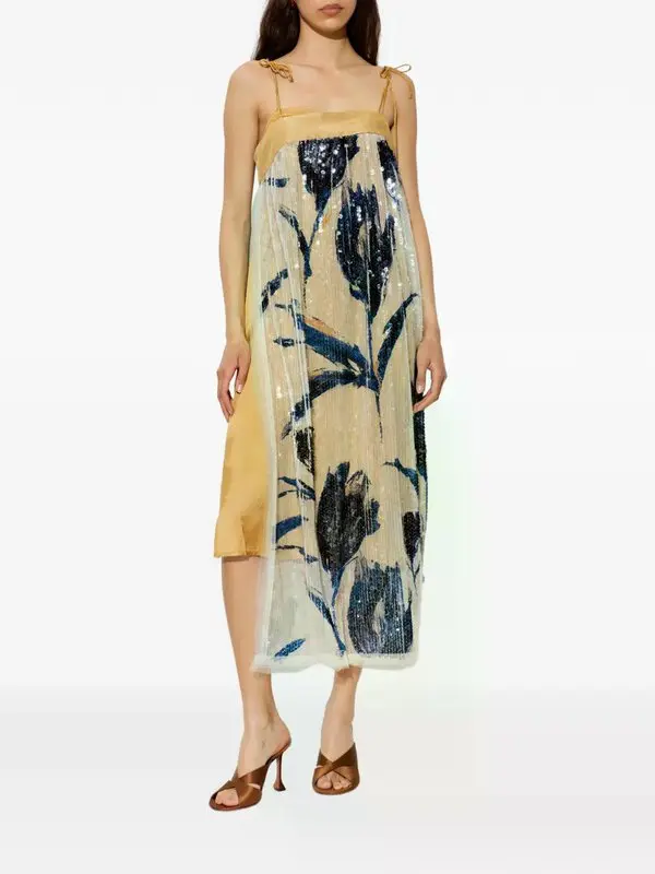 Munthe Nara Sequin-embellished Floral-print Midi Dress