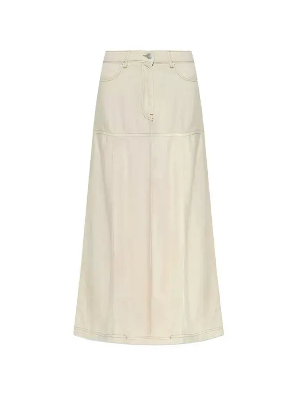 Munthe Contrast Stitch Panelled Maxi Skirt - Neutrals