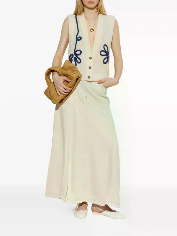 Munthe Contrast Stitch Panelled Maxi Skirt