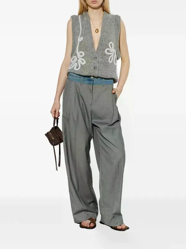 Munthe Embroidered Sleeveless Wool Cardigan