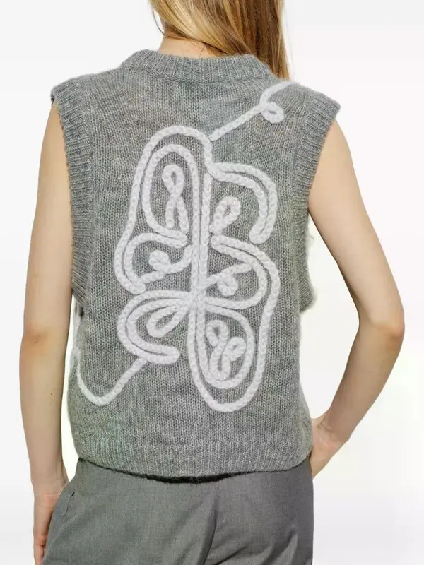 Munthe Embroidered Sleeveless Wool Cardigan