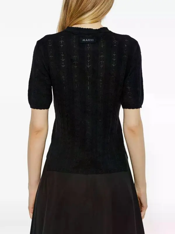 Marni Knitted Wool T-shirt With Bow Detail