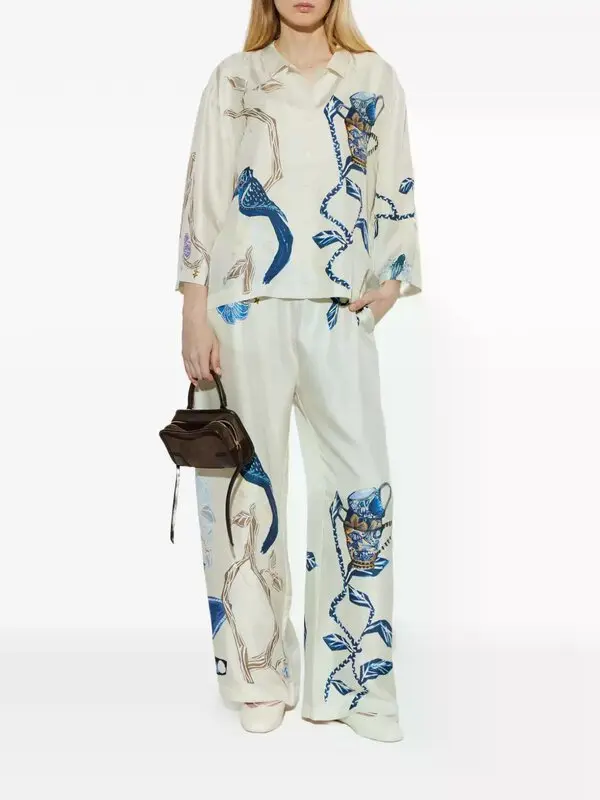 Munthe Graphic Print Silk Trousers