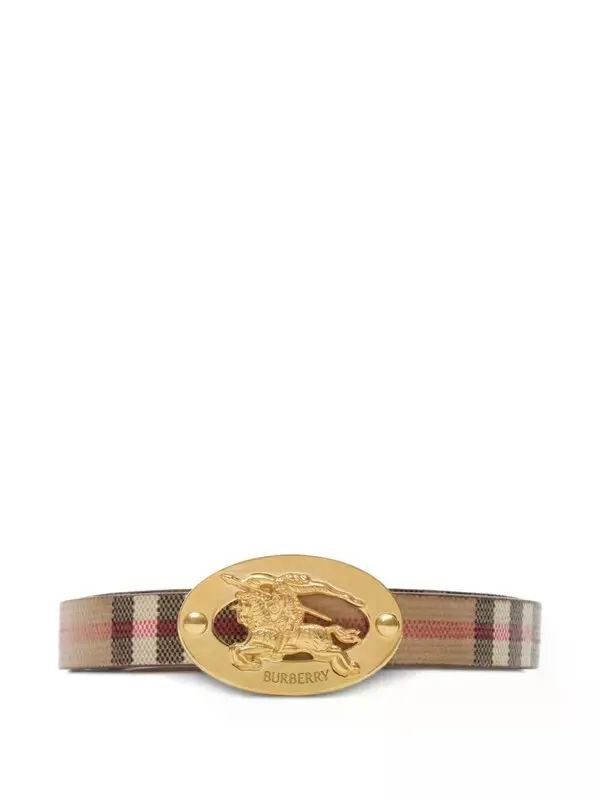 Burberry Reversible Check And Leather Belt - Neutrals