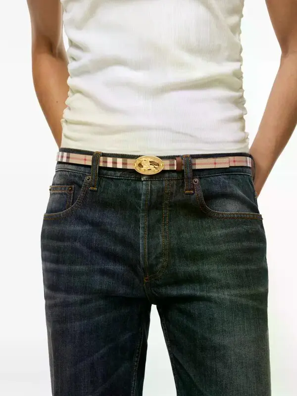 Burberry Reversible Check And Leather Belt