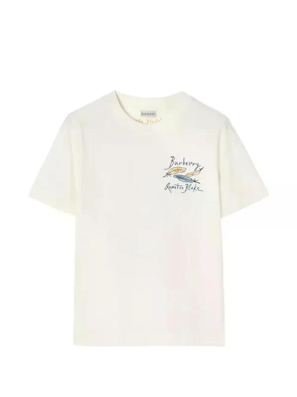 Burberry X Sir Quentin Blake Feather-print Cotton T-shirt - Neutrals