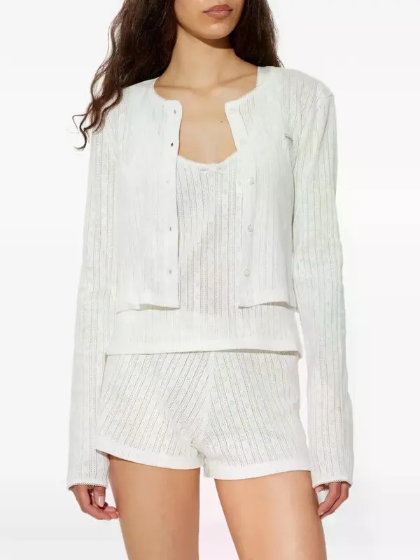 Munthe Noelia Pointelle Knit Cropped Cardigan