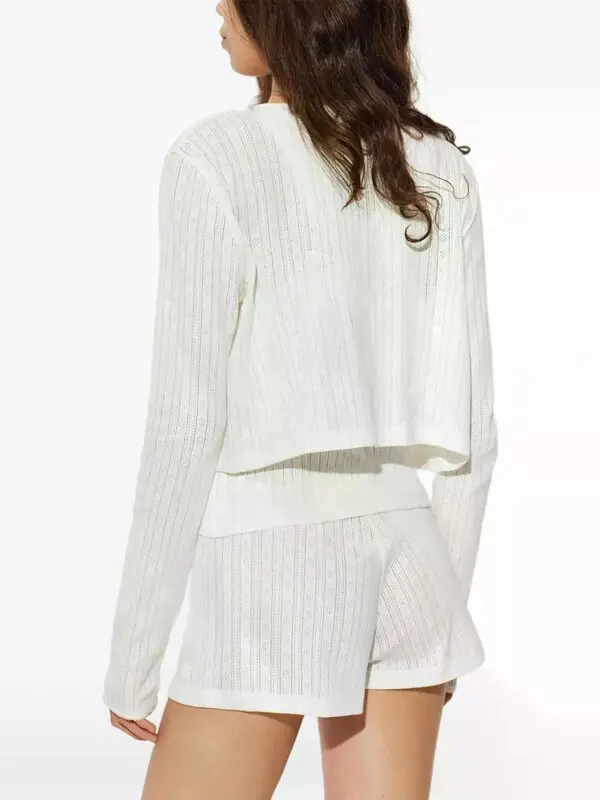 Munthe Noelia Pointelle Knit Cropped Cardigan