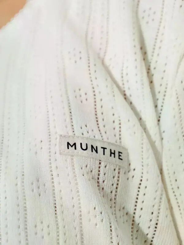 Munthe Noelia Pointelle Knit Cropped Cardigan