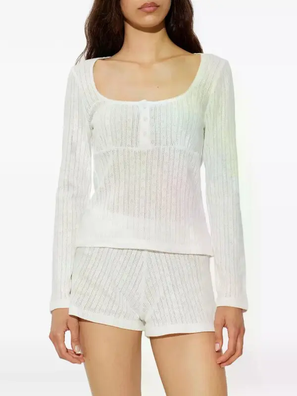 Munthe Naomi Pointelle Knit Button-up Top