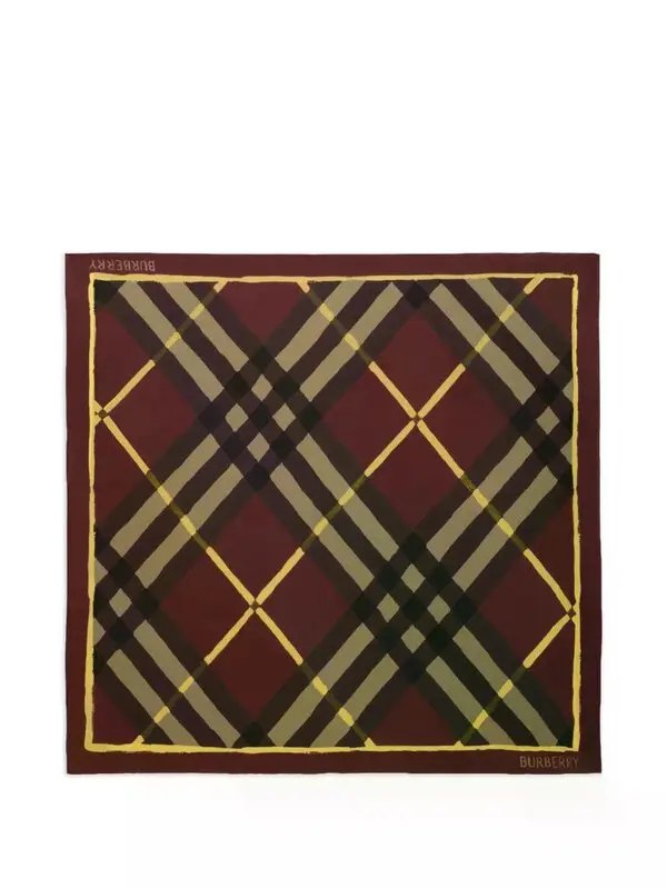 Burberry Watercolour Check Silk Scarf - Red
