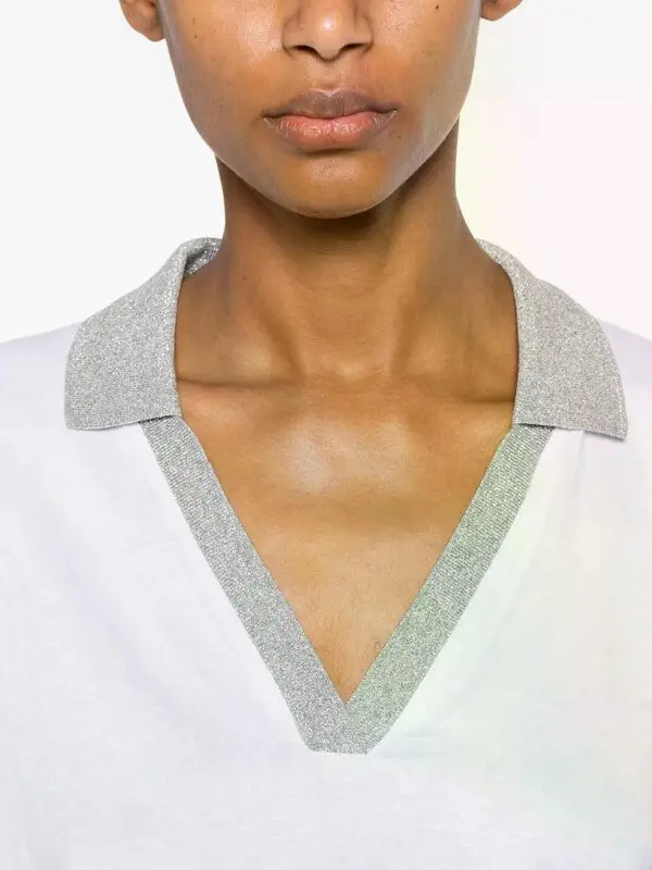 Amina Rubinacci Glitter Trim V-neck T-shirt