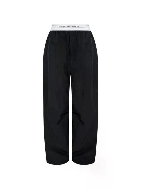 Alexander Wang Cotton Logo Waistband Track Pants - Black