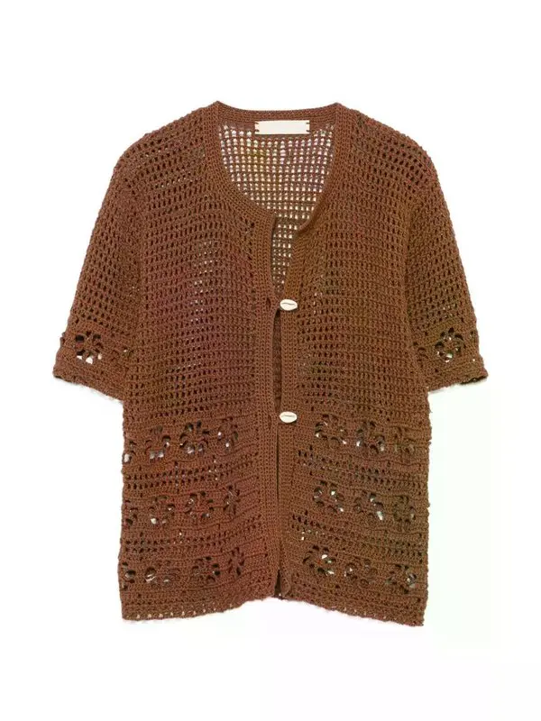 TERRY PUESTO Crochet-knit Cardigan - Brown