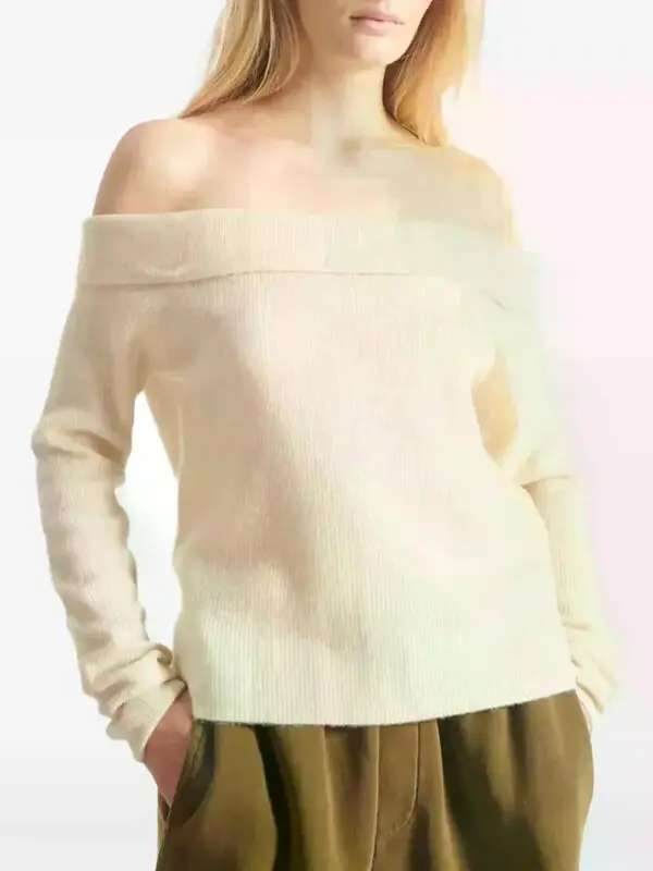 American Vintage Ribbed Knit Off-shoulder Sweater