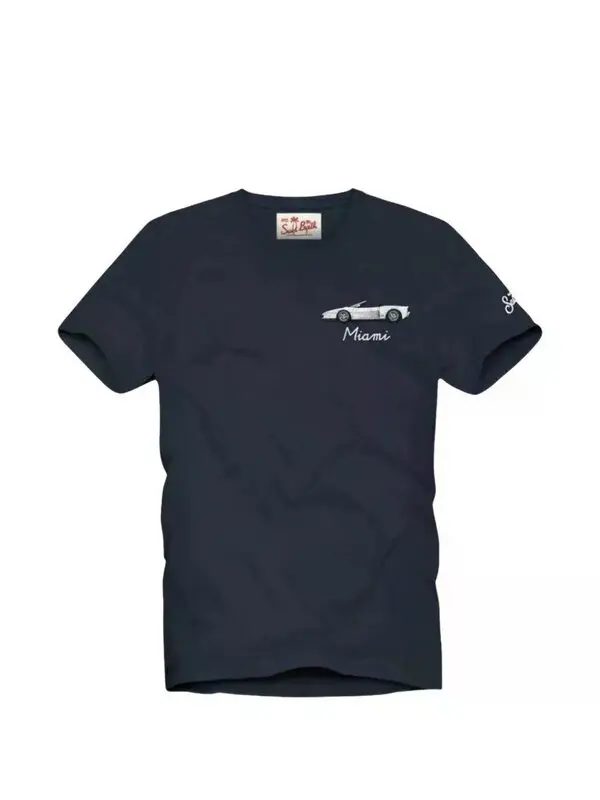 MC2 SAINT BARTH Portofino Car-embroidered T-shirt - Blue