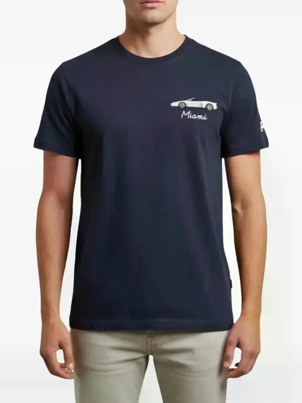 MC2 SAINT BARTH Portofino Car-embroidered T-shirt - Blue