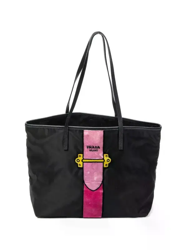 Prada Ricamo Trompe L'oeil Tote Bag - Black