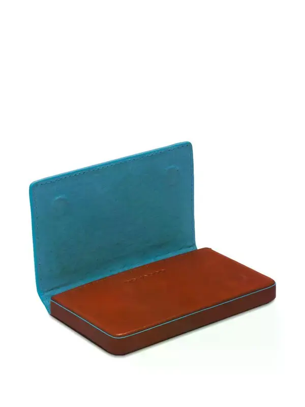 PIQUADRO Logo-plaque Leather Business Card Holder - Blue