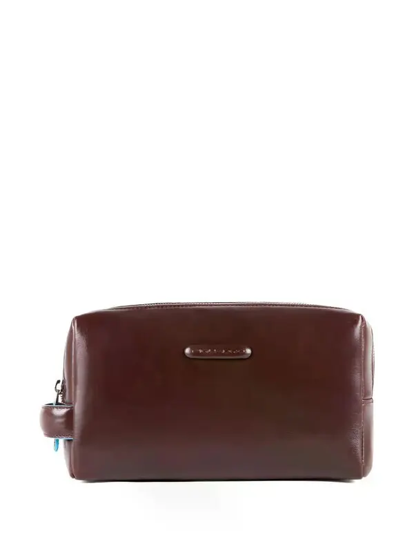 PIQUADRO Logo-plaque Leather Wash Bag