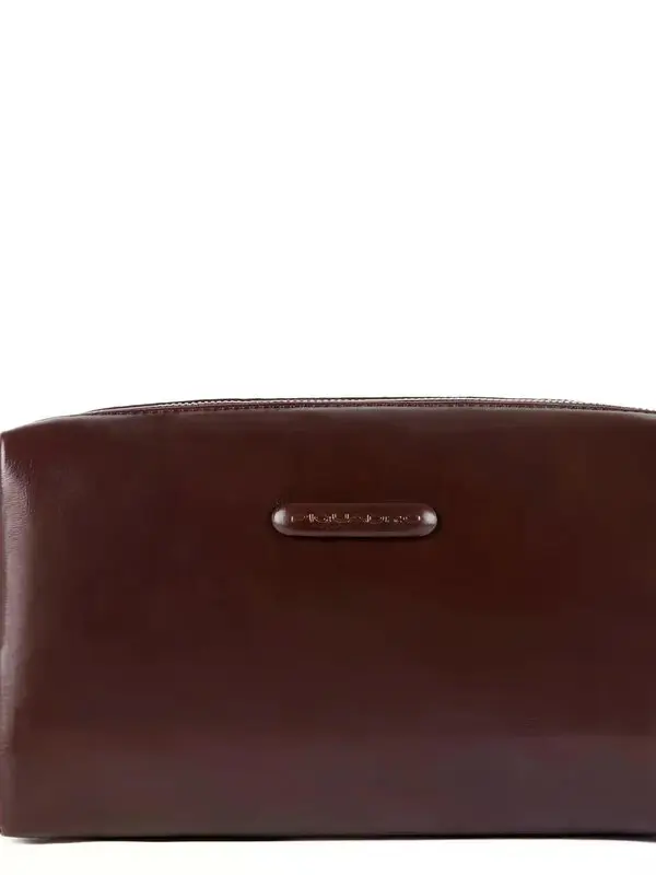 PIQUADRO Logo-plaque Leather Wash Bag