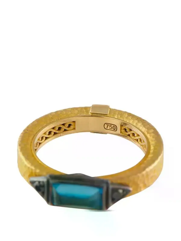 Konstantino 18k Yellow Blue Topaz And Black Diamond Ring