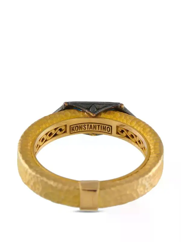 Konstantino 18k Yellow Blue Topaz And Black Diamond Ring