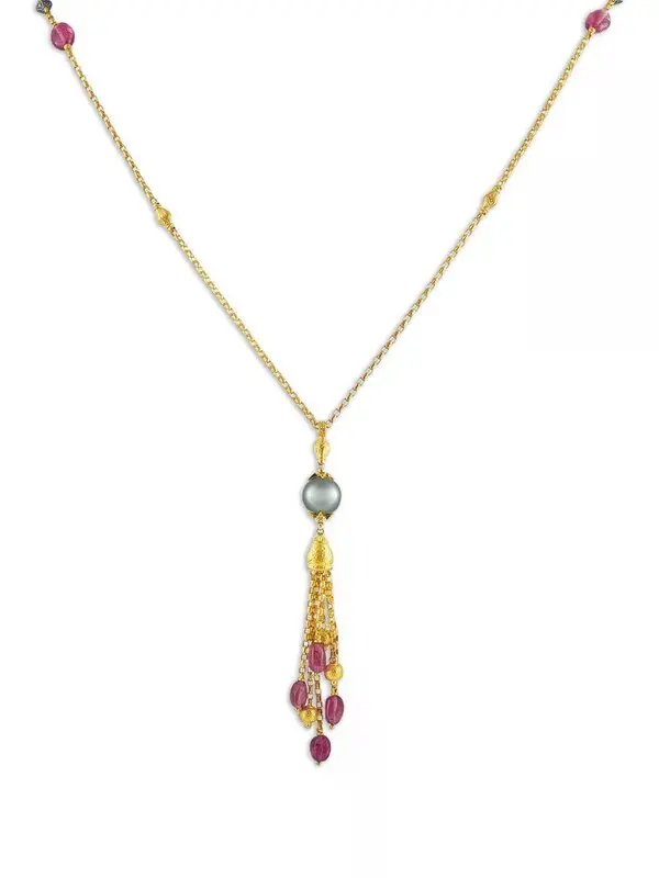 Konstantino 18k Yellow Tahitian Pearl And Tourmaline Necklace - Gold