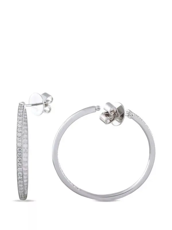 Memoire 18k White Gold Diamond Hoop Earrings