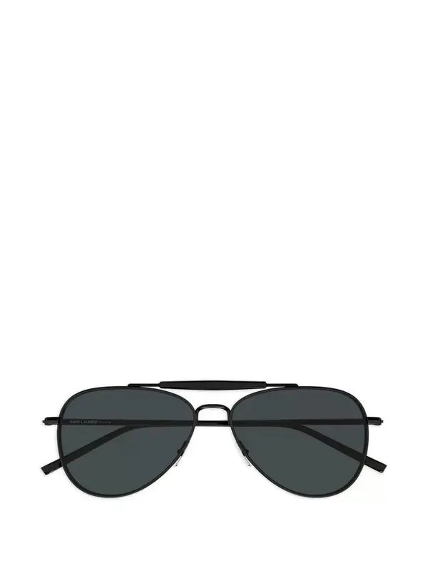 Saint Laurent Double-bridge Pilot Sunglasses - Black
