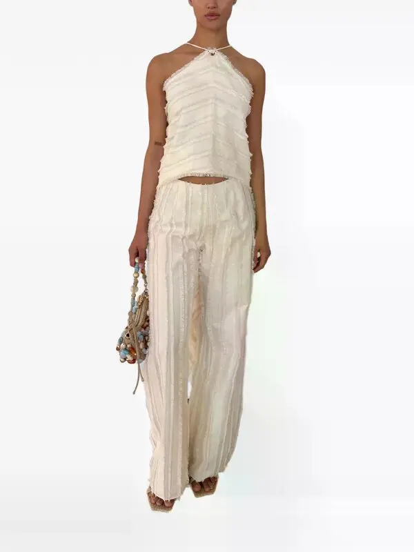 Cult Gaia Venezia Fringed Halterneck Top - Neutrals