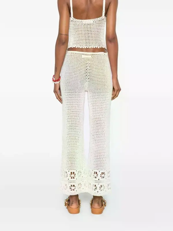 TERRY PUESTO Cream Crochet Knit Trousers