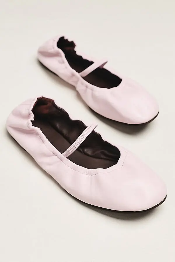 REFORMATION Buffy Ruched Ballet Flats - Pixie Dust Leather