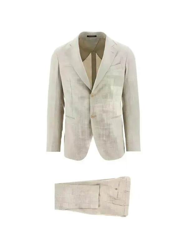 Emporio Armani Single-breasted Slub-texture Suit - Neutrals
