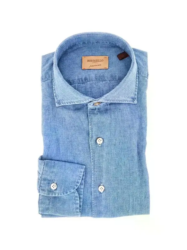 BORRIELLO NAPOLI Denim-effect Cotton Shirt - Blue