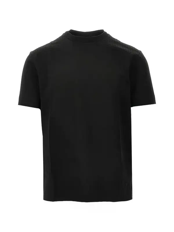 Emporio Armani Diamond-textured Cotton T-shirt - Black