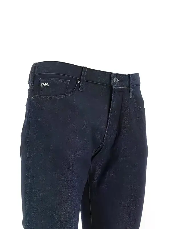 Emporio Armani Logo Plaque Slim-fit Jeans - Blue