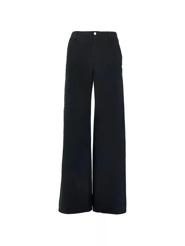 Emporio Armani Wide-leg Cotton Trousers - Black