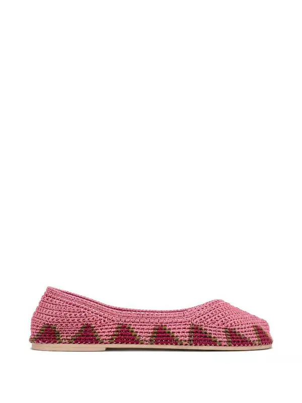 SLO_HAND_MADE Geometric Pattern Crochet Ballet Flats