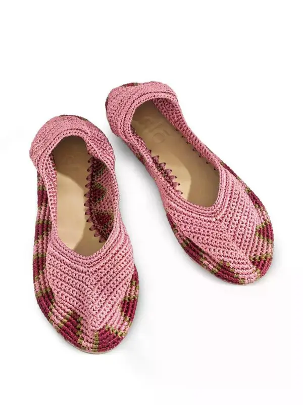 SLO_HAND_MADE Geometric Pattern Crochet Ballet Flats