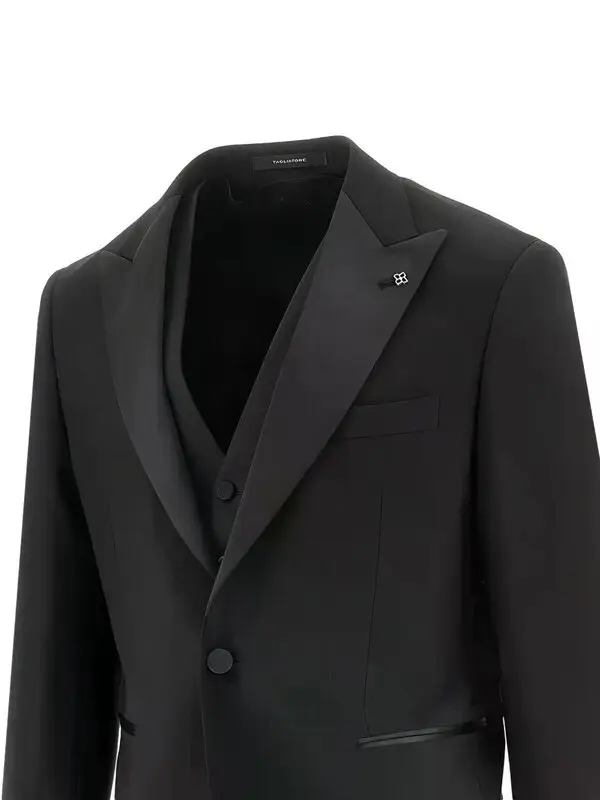 Tagliatore Peak-lapel Single-breasted Three-piece Wool Suit