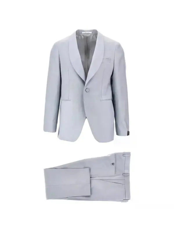 Tagliatore Shawl-lapel Single-breasted Wool Suit - Blue