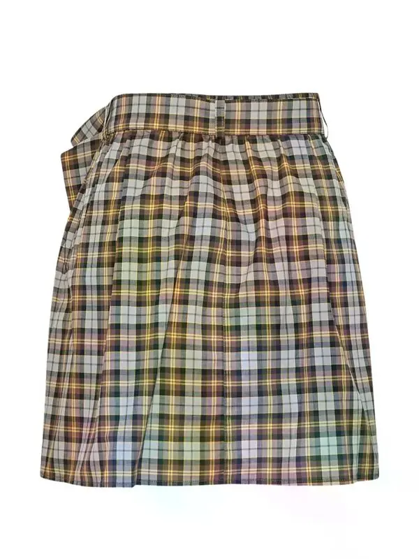 MSGM Plaid Belted Midi Skirt - Brown