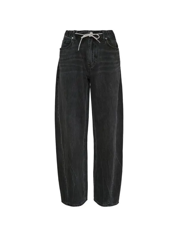 Alexander Wang Crystal-drawstring Boyfriend Jeans - Grey