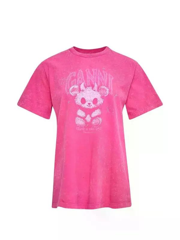 GANNI Graphic Print T-shirt - Pink